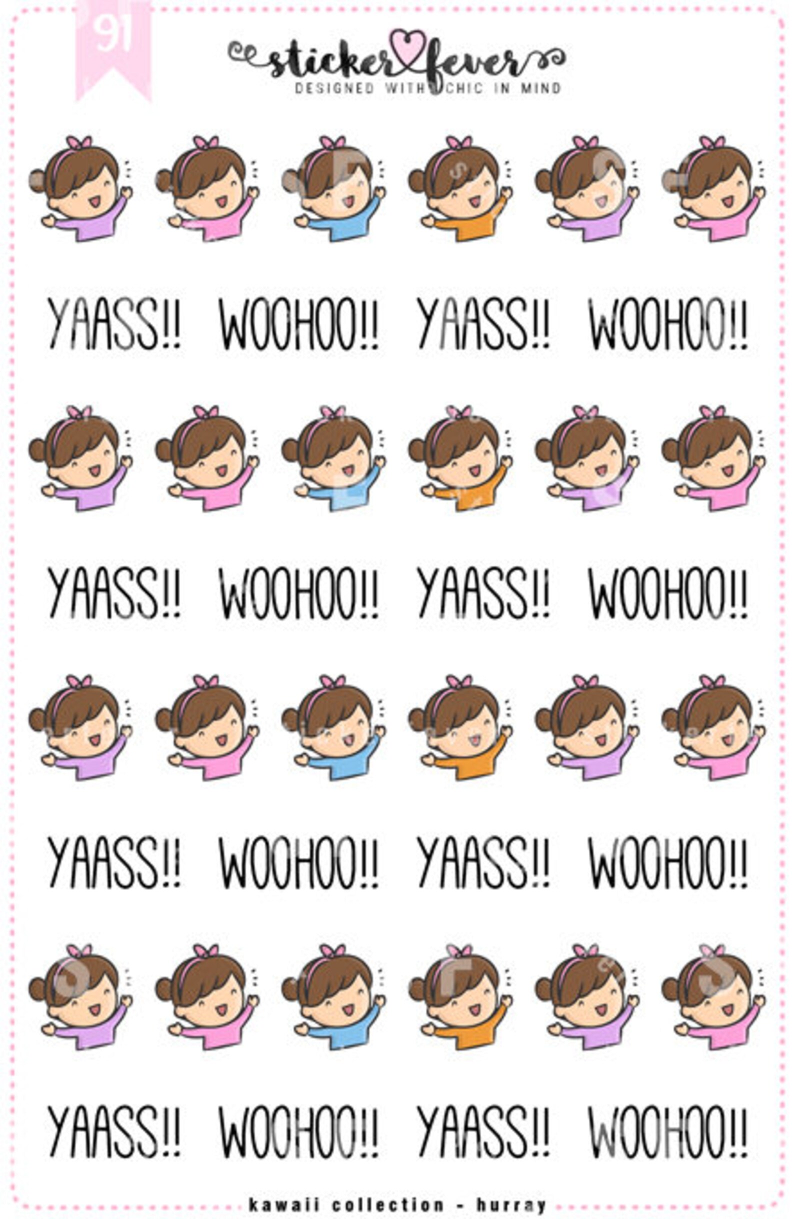 Hurray Happy Kawaii Chibi Character Planner Stickers for - Etsy