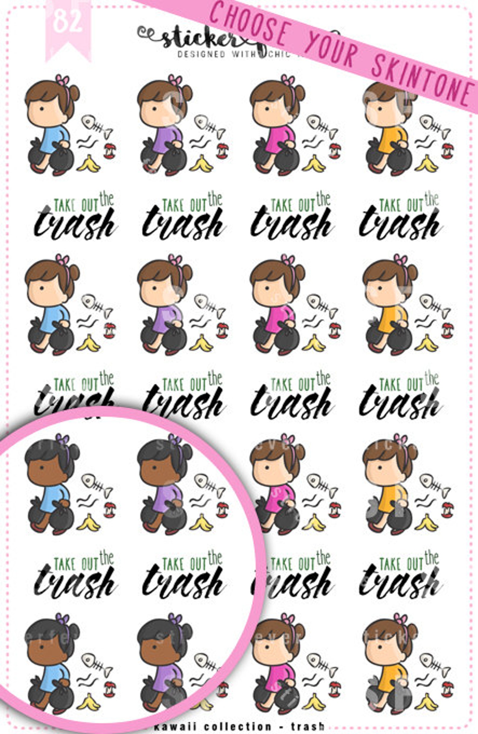 Take Out the Trash Kawaii Chibi Character Planner Stickers for - Etsy UK