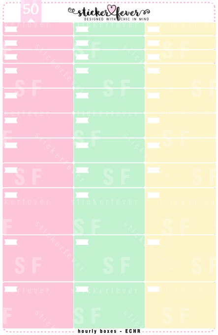 Solid Color Block Hourly Planner Sticker Boxes With Time Slot | Etsy