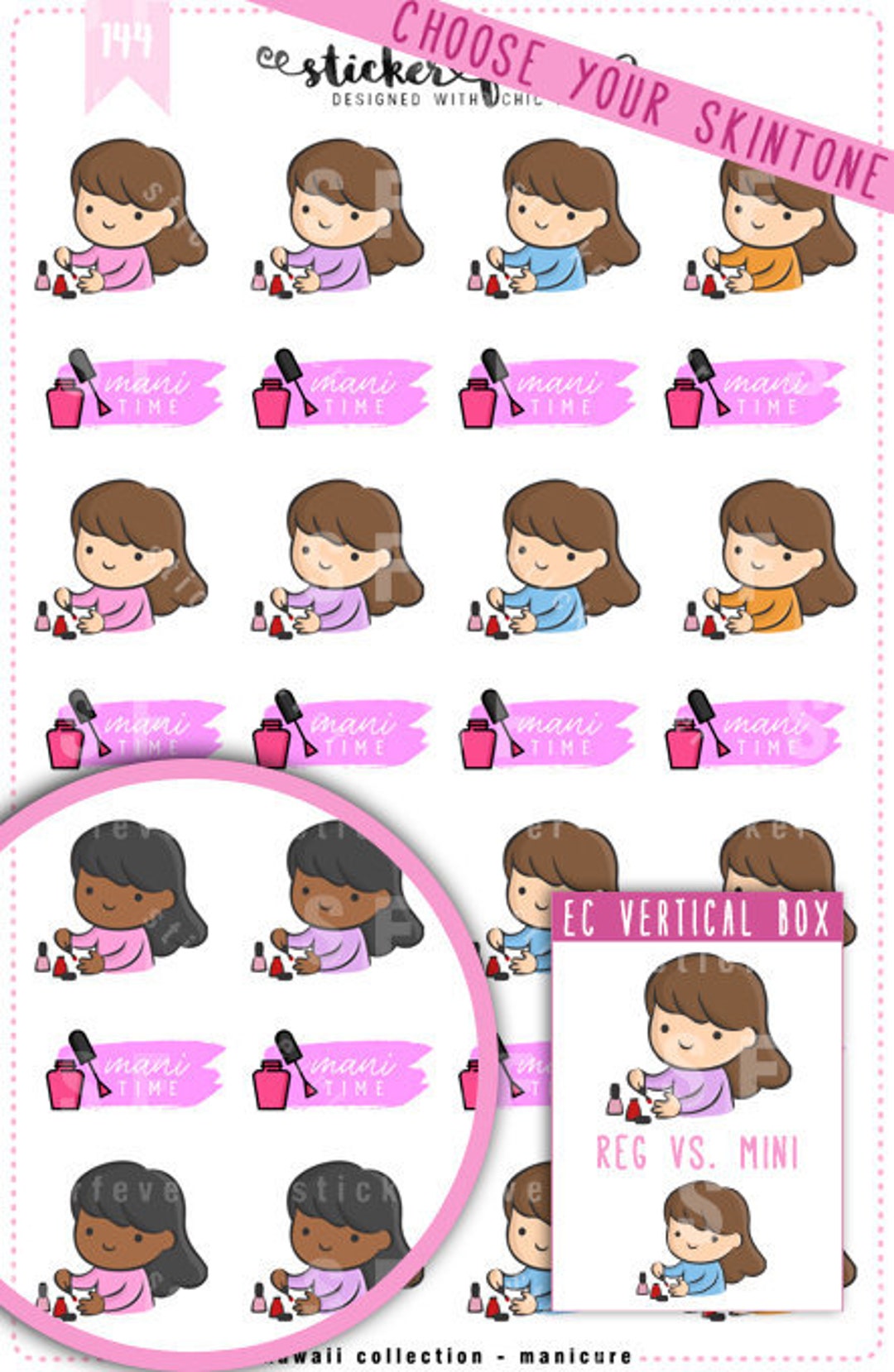 Manicure Nail Polish Gemma Kawaii Chibi Character Planner - Etsy