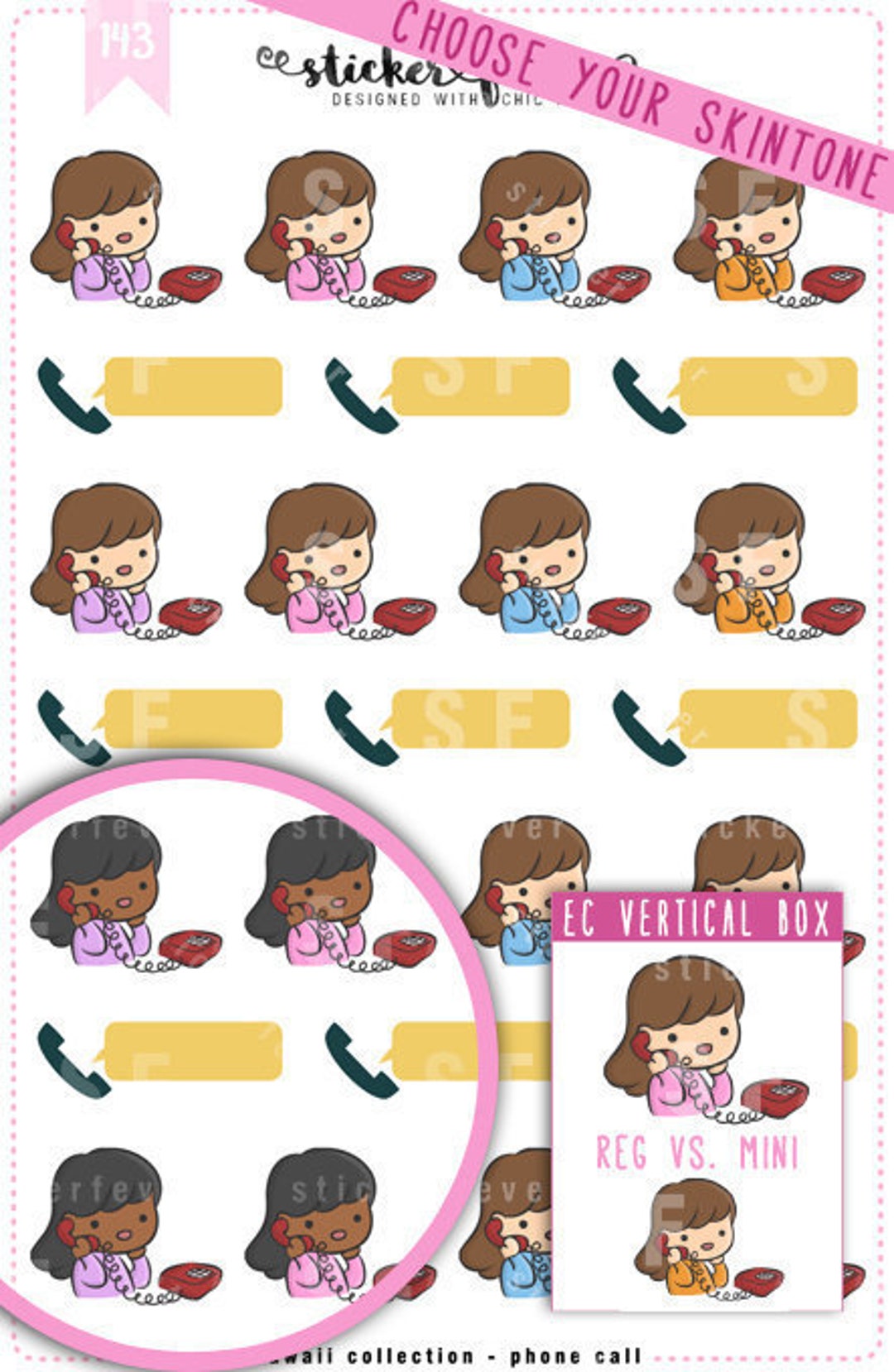Phone Call Gemma Kawaii Chibi Character Planner Stickers for - Etsy
