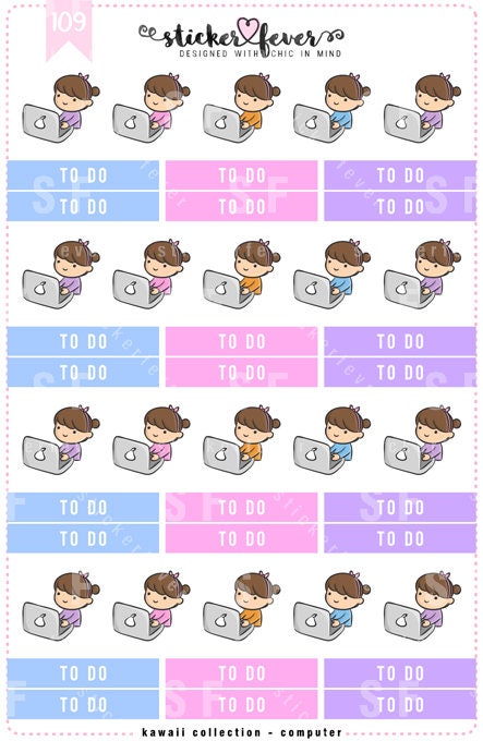 Computer Laptop Gemma Kawaii Chibi Character Planner Stickers | Etsy
