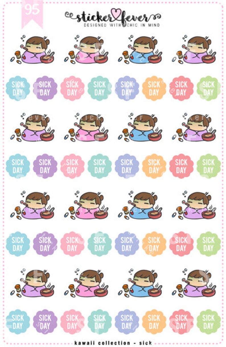 Sick Kawaii Chibi Character Planner Stickers for - Etsy