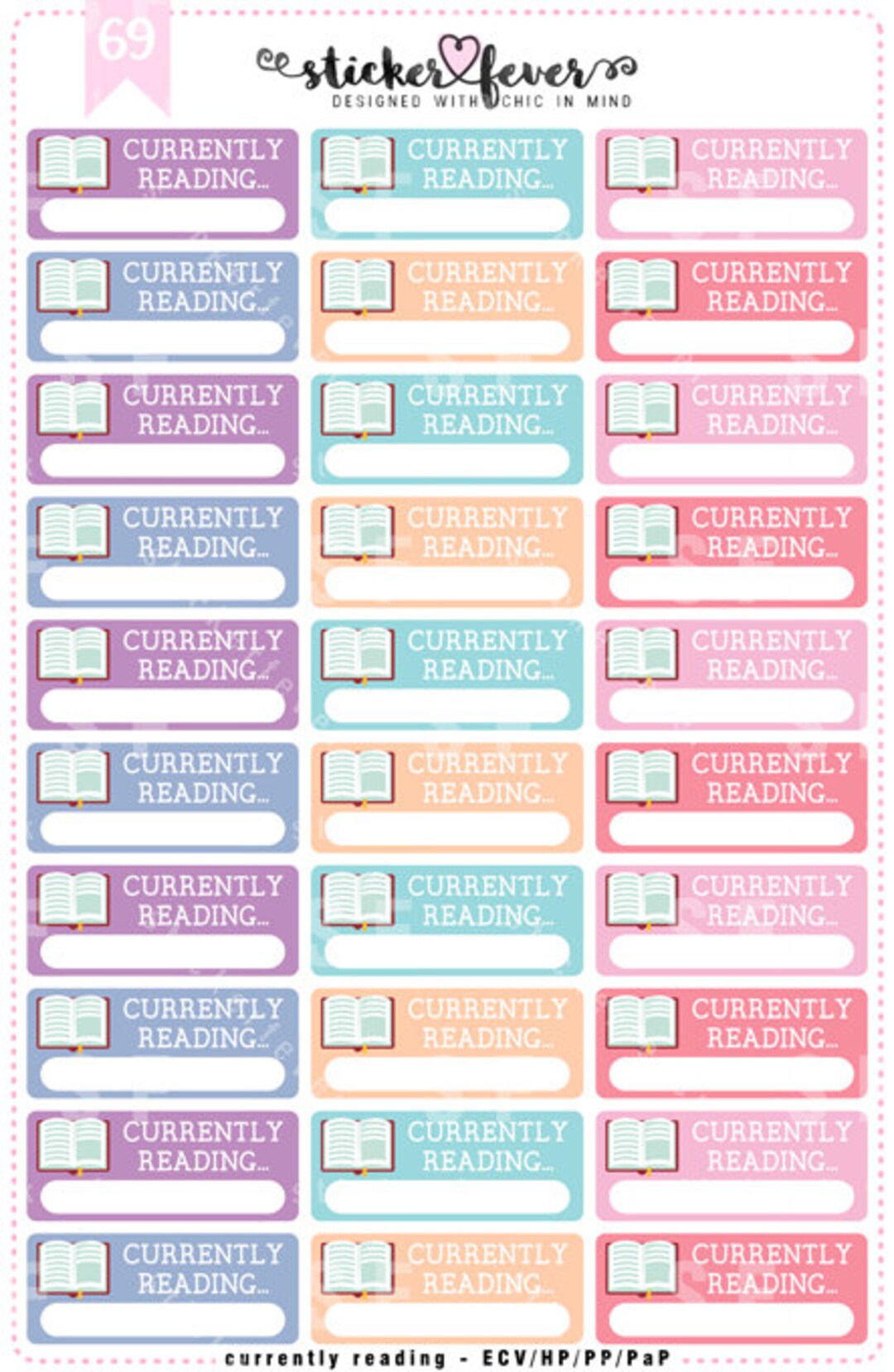 Currently Reading... Planner Stickers for Recollections Happy - Etsy