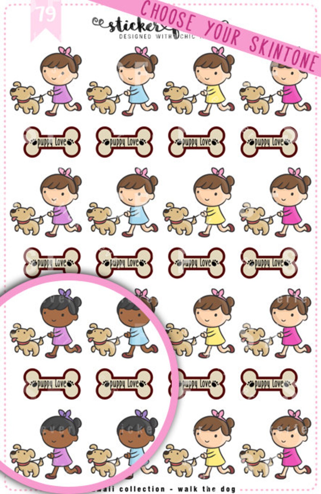 Walk the Dog Kawaii Chibi Character Planner Stickers for - Etsy