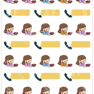 Phone Call Gemma Kawaii Chibi Character Planner Stickers for - Etsy