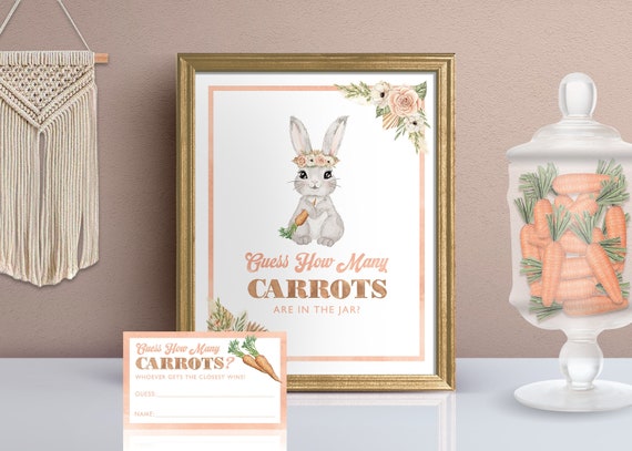 How Many Carrots Game / Bunny Baby Shower Game / Easter Baby Shower ...