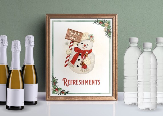 Christmas Beverage Sign / Bar sign / Christmas Refreshments Sign ...