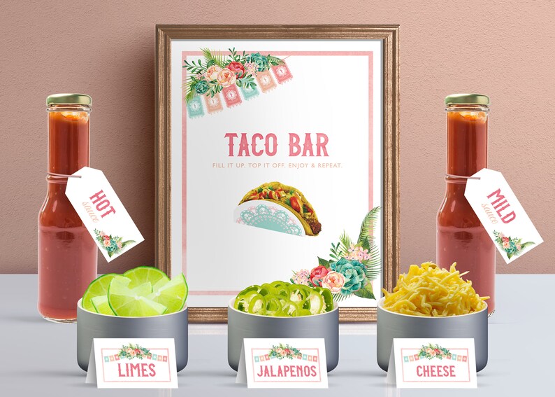 Taco Bar Sign & Tags / Fiesta Taco Bar Sign / Printable Fiesta - Etsy