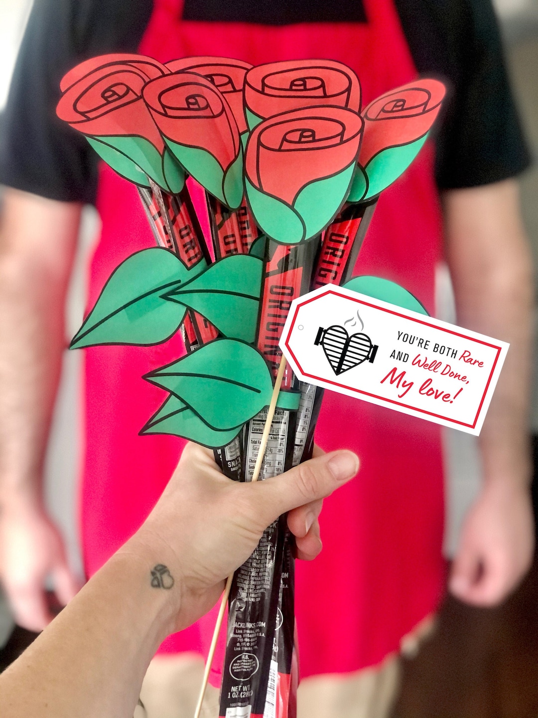 DIY Meat Bouquet: Printable Rose Toppers & Leaf Wraps (PDF Download) - Etsy