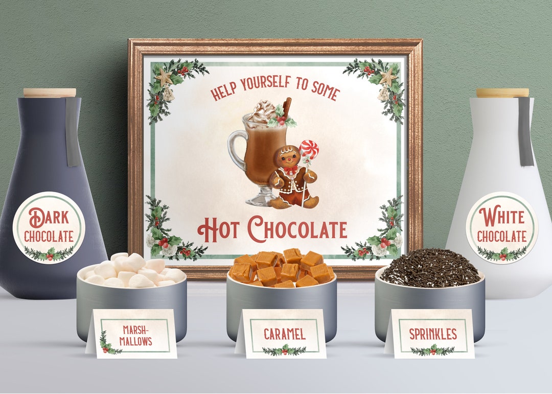 Christmas Hot Cocoa Bar Kit / Printable Hot Chocolate Bar Set / Holiday ...