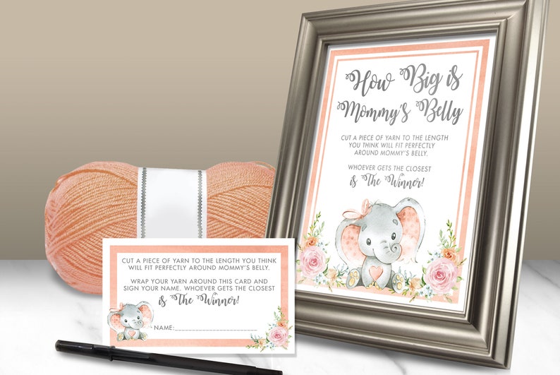 Baby Shower Game Rose Gold Elephant // How Big is Mommy's - Etsy