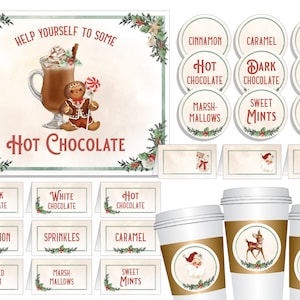 Christmas Hot Cocoa Bar Kit / Printable Hot Chocolate Bar Set / Holiday ...