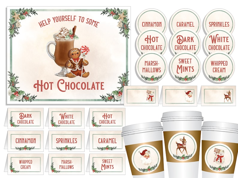 Christmas Hot Cocoa Bar Kit / Printable Hot Chocolate Bar Set - Etsy