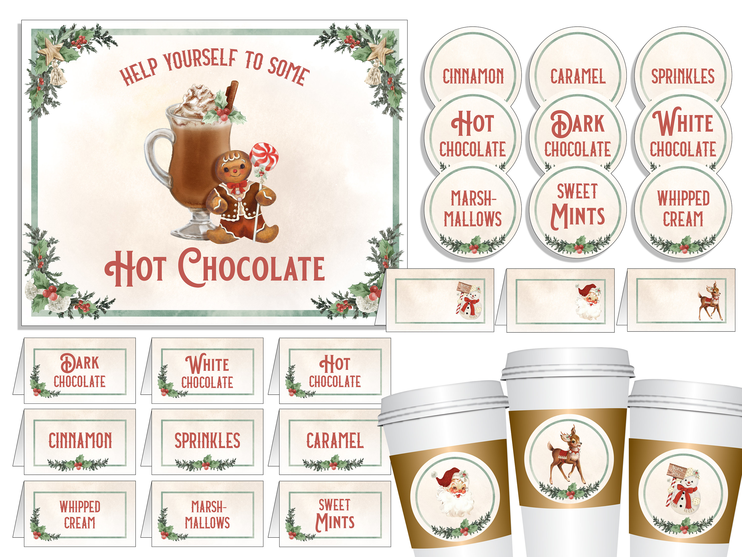 Christmas Hot Cocoa Bar Kit / Printable Hot Chocolate Bar Set - Etsy