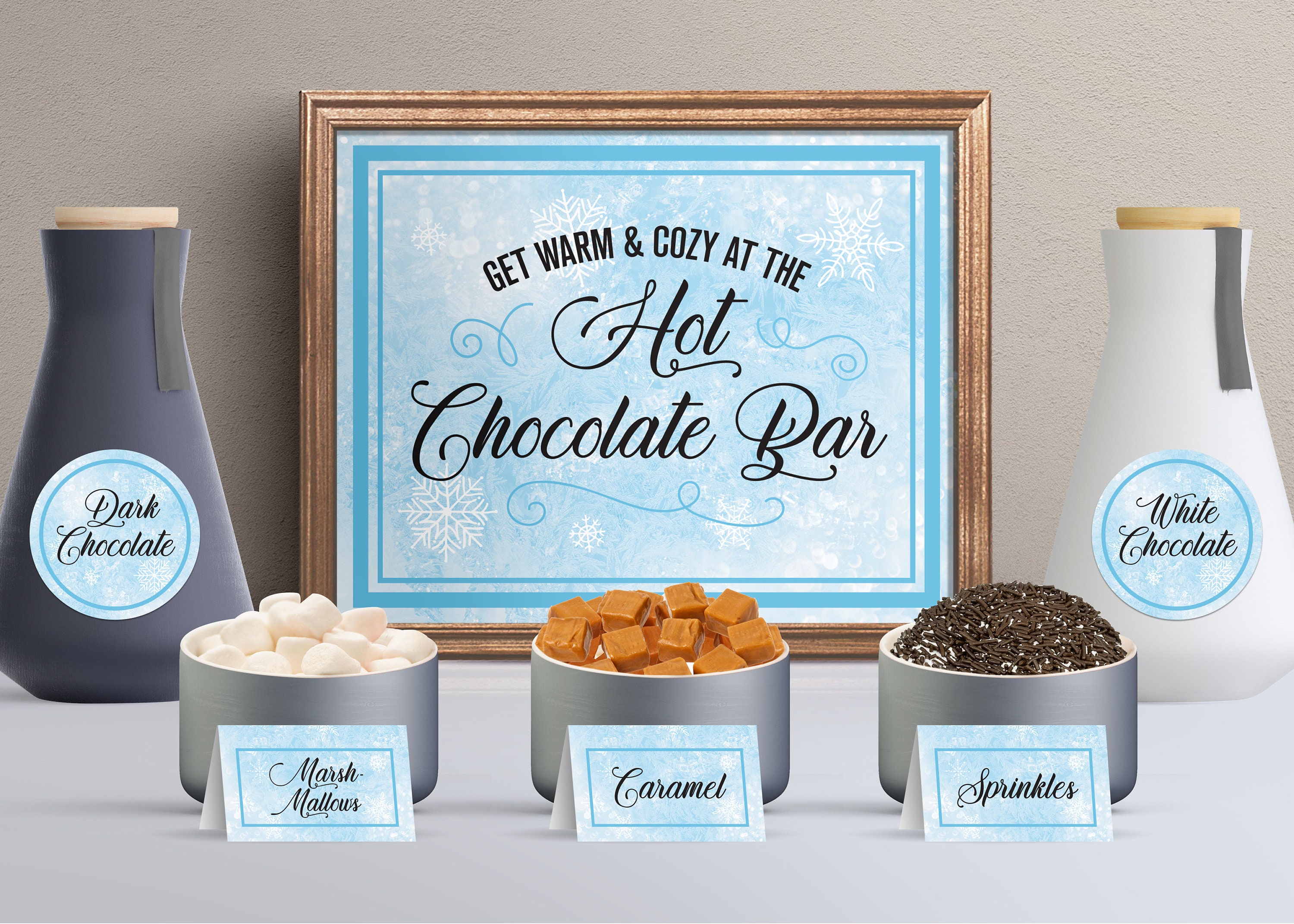Winter Hot Cocoa Bar Kit: Blue & White Sign and Labels (PDF Download ...