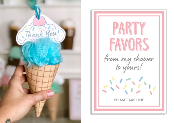 Baby Sprinkle Party Favor Set // Baby Shower Favors // Ice Cream Shower ...