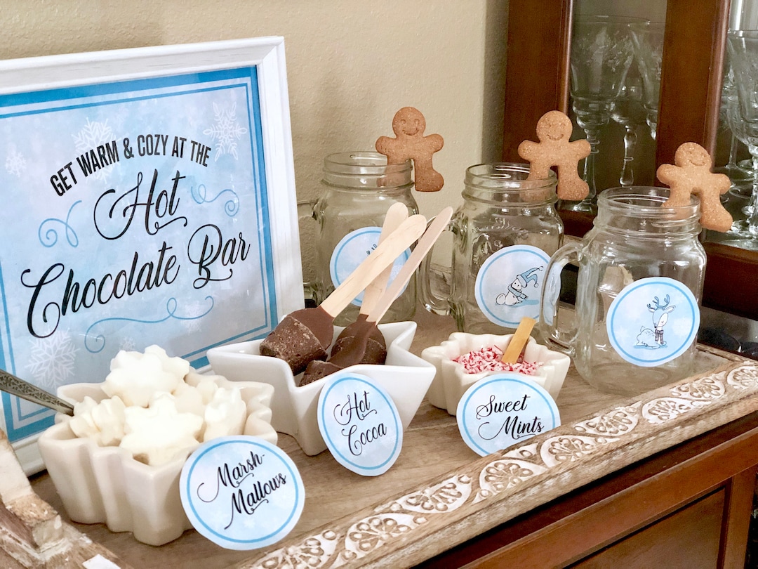 Winter Hot Cocoa Bar Kit: Blue & White Sign and Labels (PDF Download ...