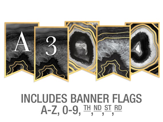 Custom Geode Crystal Printable Banner / Printable Decorations / Happy ...