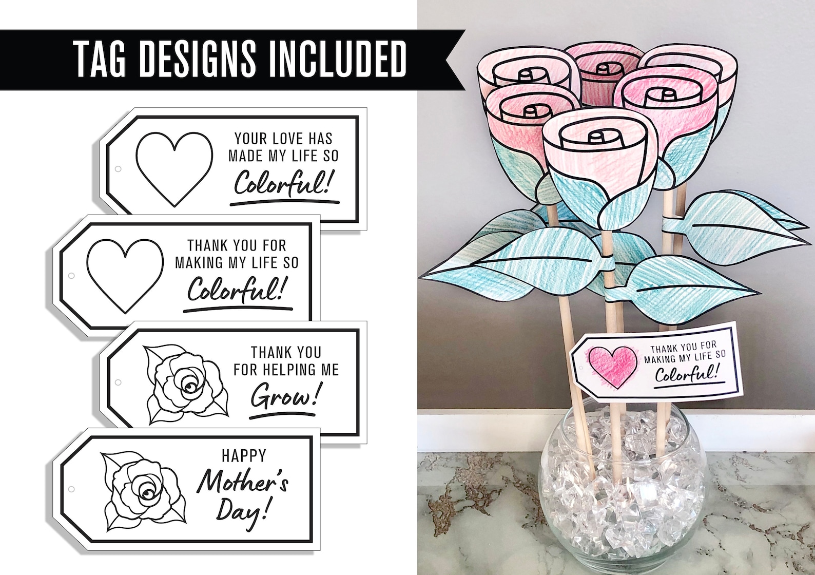 DIY Color Me Bouquet / Mothers Day Gift / Coloring Bouquet / - Etsy