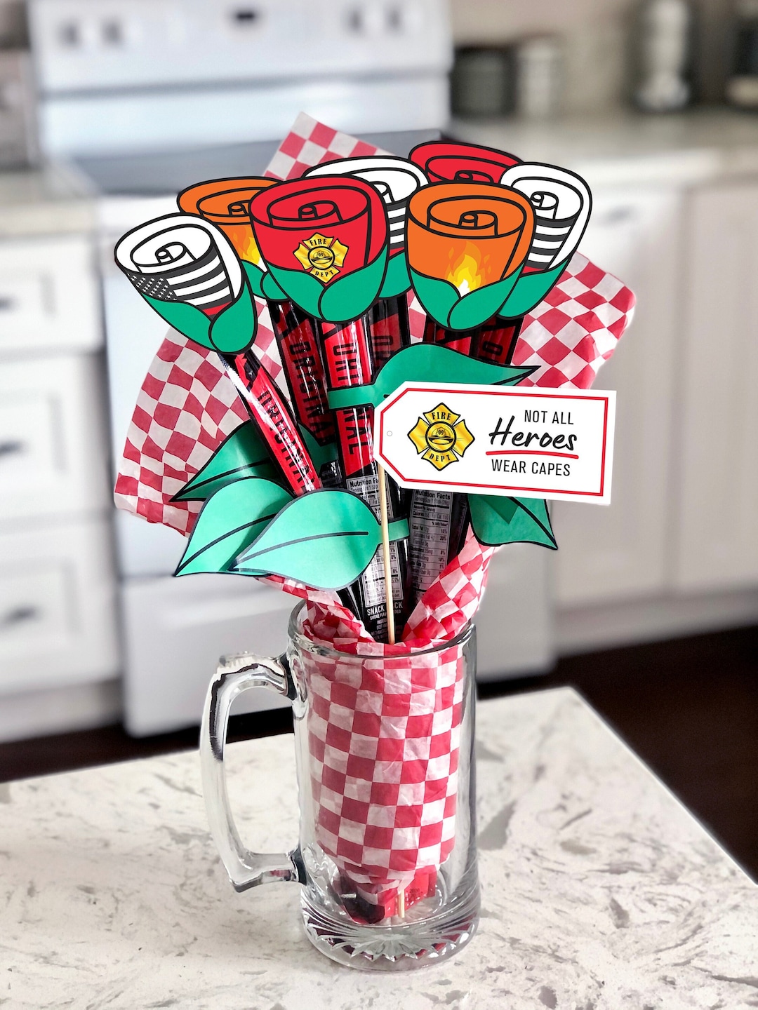 DIY Firefighter Bouquet / Gift for Him / Fireman Valentine / Fireman ...