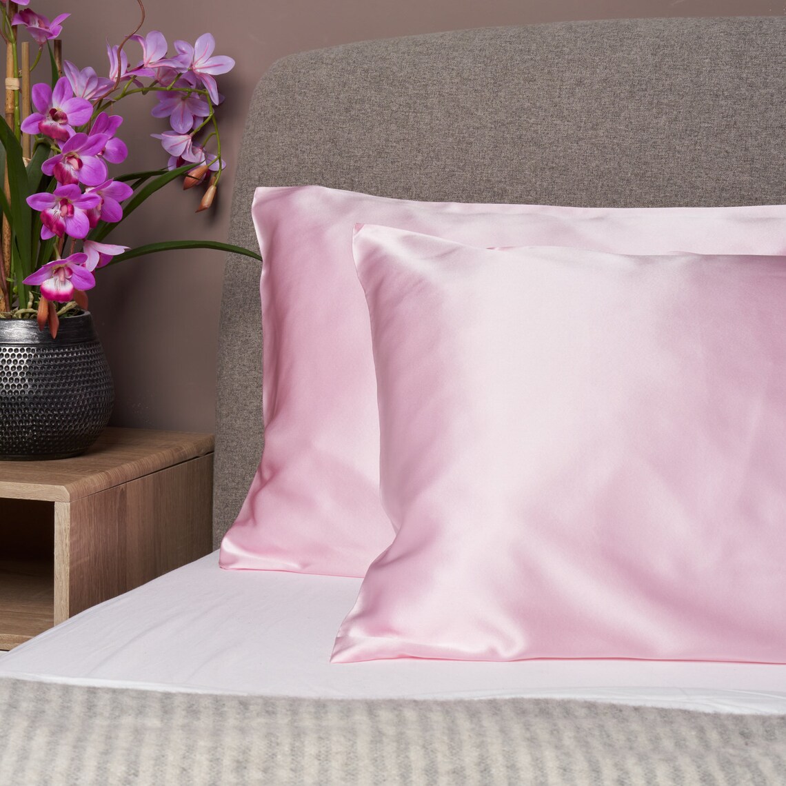 100 Pure Mulberry Silk Pillow Case T Set Pink And Black Etsy