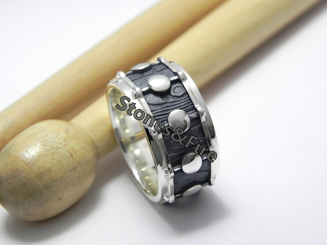 DRUMMERS RING Round Elements_drum Ring_musician Ring_musicain Gift ...