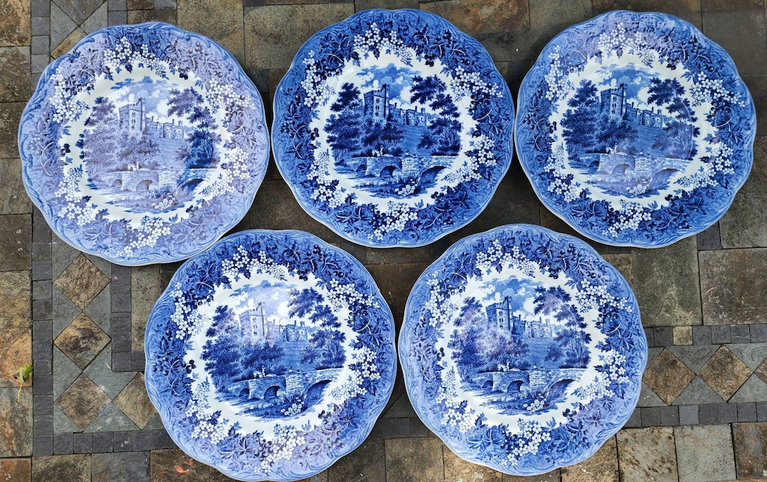 Vintage J & G Meakin Pattern "romantic England Blue" Dinner Plates 10 ...