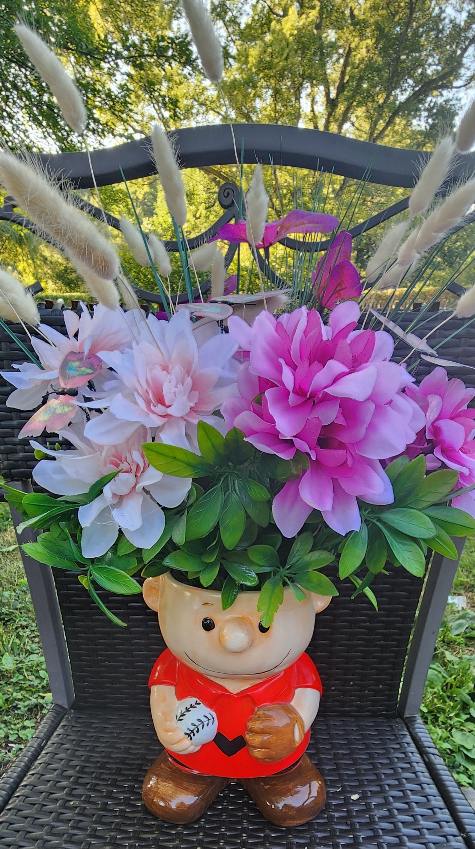 Vintage Charlie Brown Cookie Jar 1974 Upcycled W/ Faux Flowers - Etsy