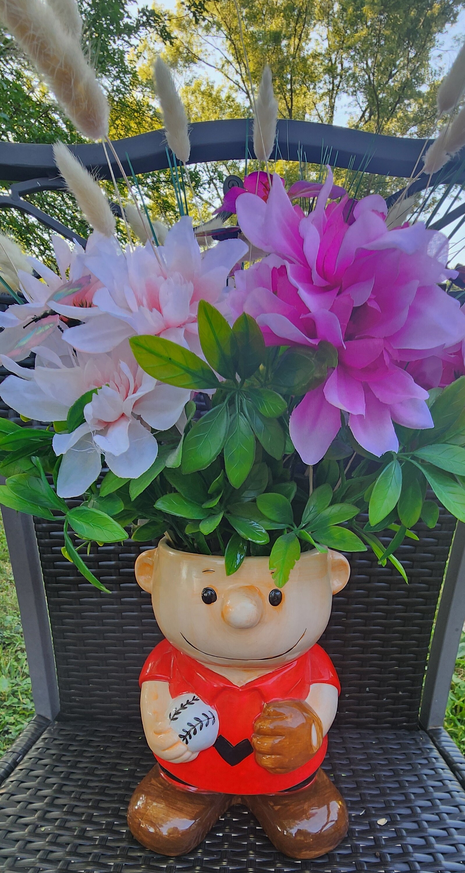 Vintage Charlie Brown Cookie Jar 1974 Upcycled W/ Faux Flowers - Etsy