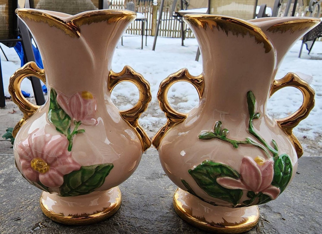 Set of 2 Pink Vintage Hull Pottery Vases - Etsy