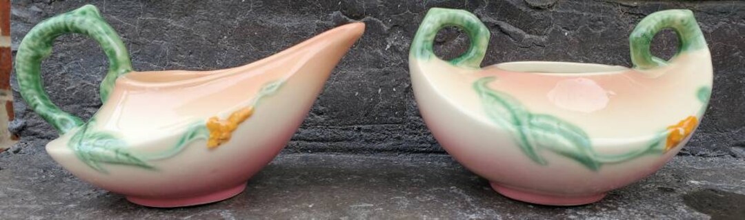 Vintage Hull Pottery Woodland W27 Creamer & W28 Sugar Bowl Set. 40s Era ...