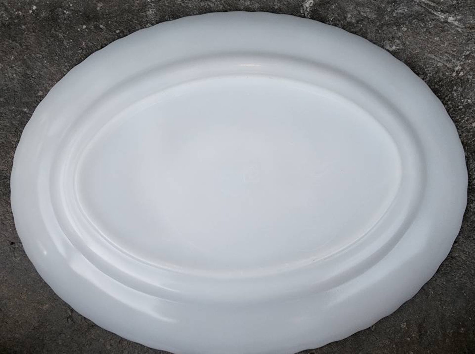 Vintage Anchor Hocking Milk Glass Embossed Fruit Turkey Gold Trim ...