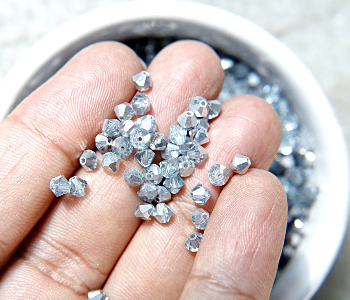 Swarovski 4mm Light Azore Comet Argent Light Bicones Beads - Etsy