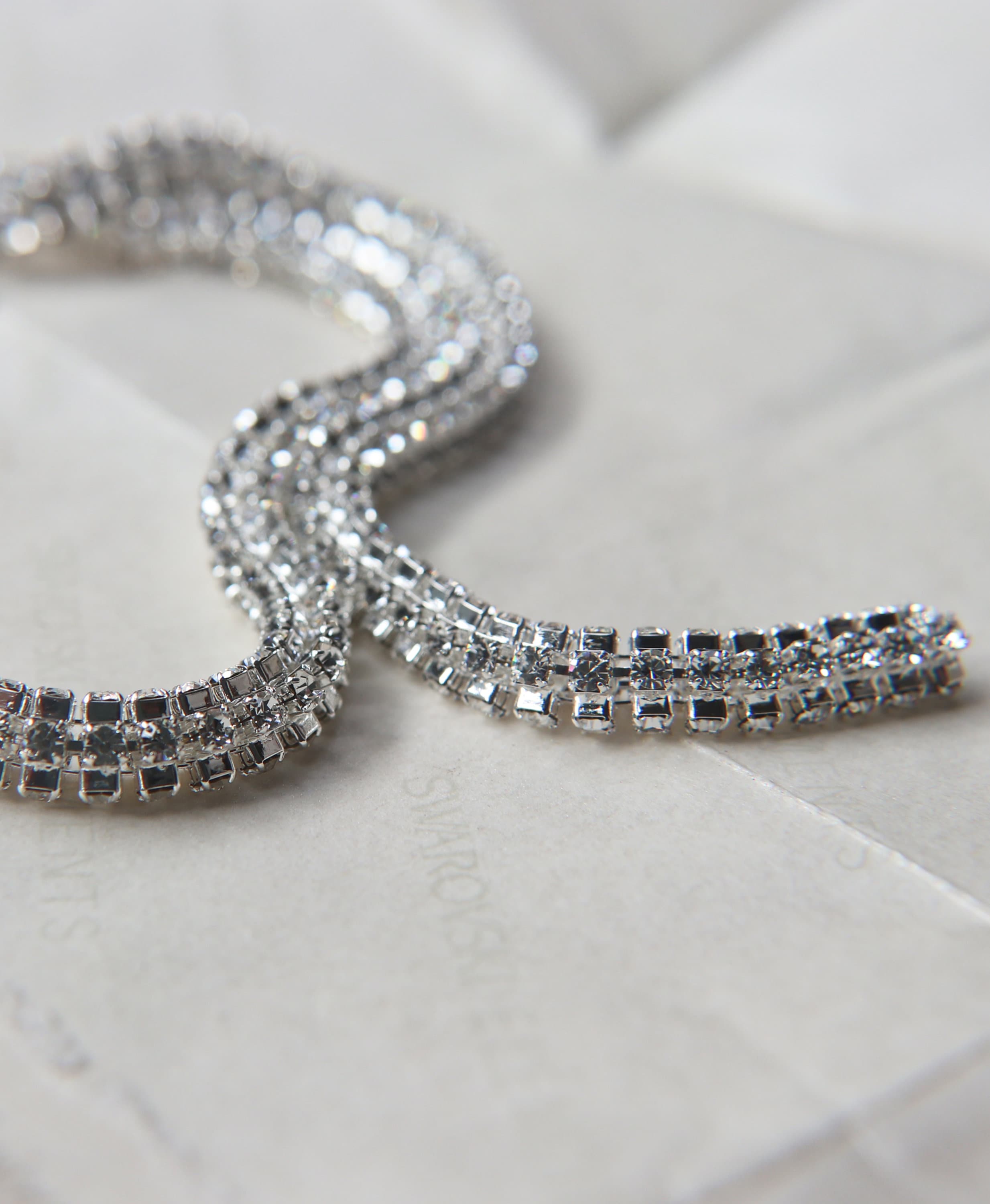 Swarovski Serpentine chain Round Rhinestone lace in Silver | Etsy