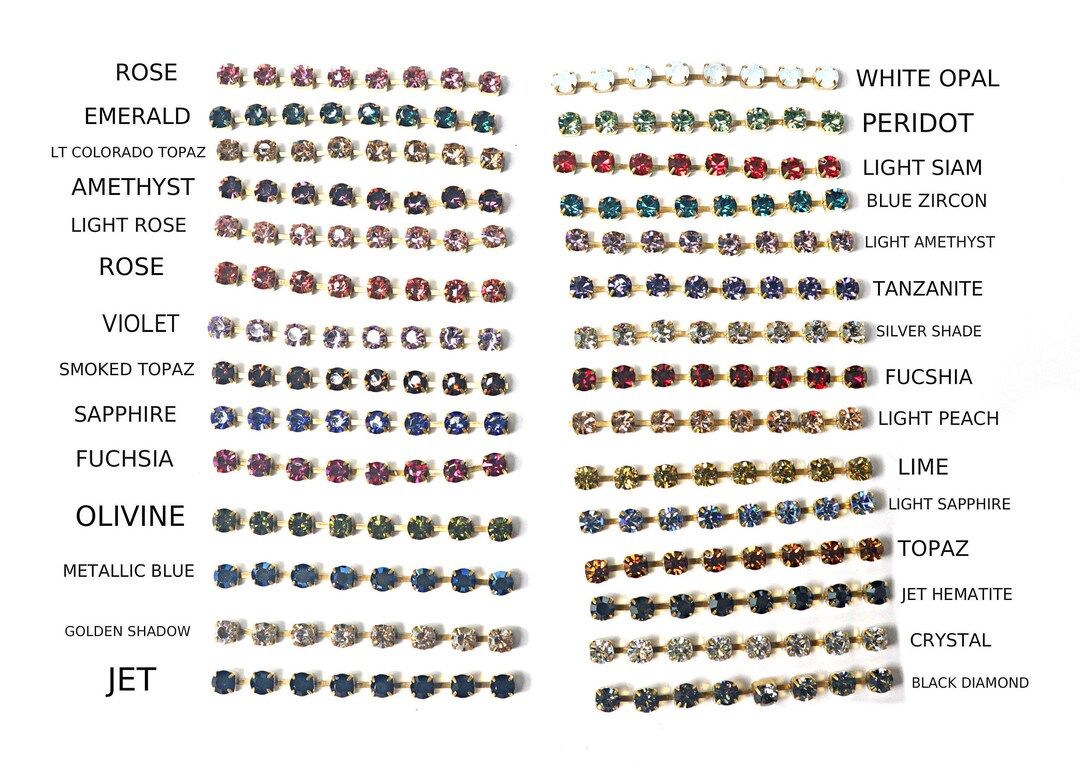 28 SS Swarovski Rhinestone COLORS Chains Brass/vintage Black Plated 6 ...