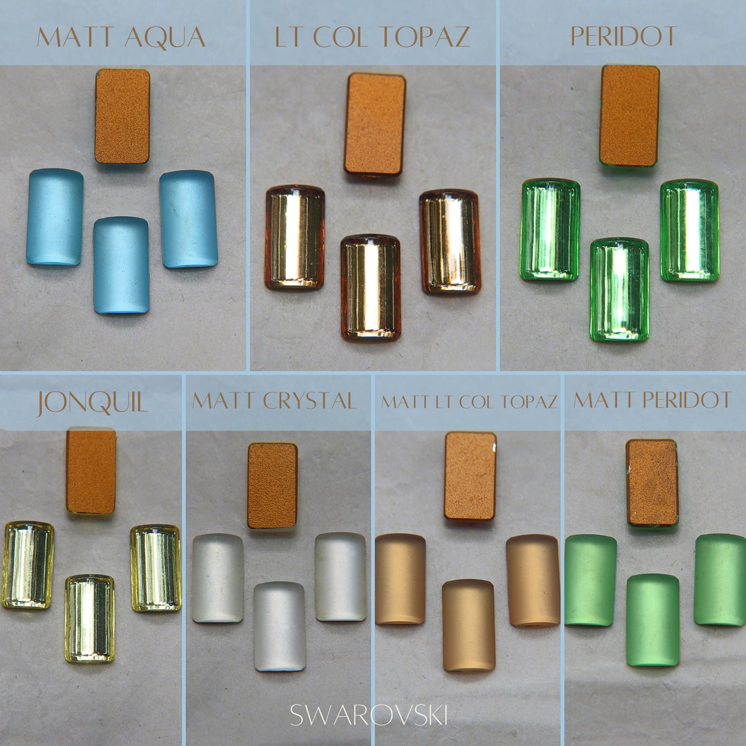 Vintage Swarovski Crystal Rectangle Cabochons 14x8mm, Dome Back, No ...