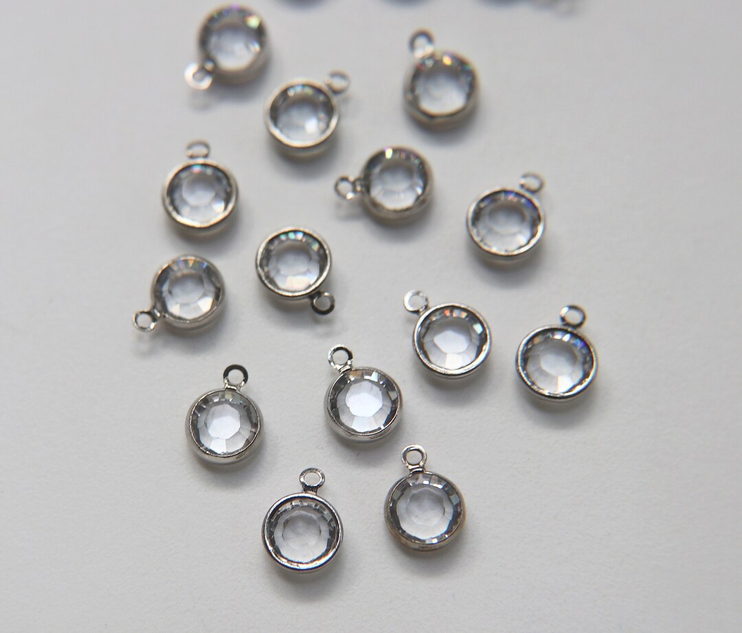4 Vintage Swarovski 8mm (39ss) Crystal Channel Charms Drop Dangle One ...