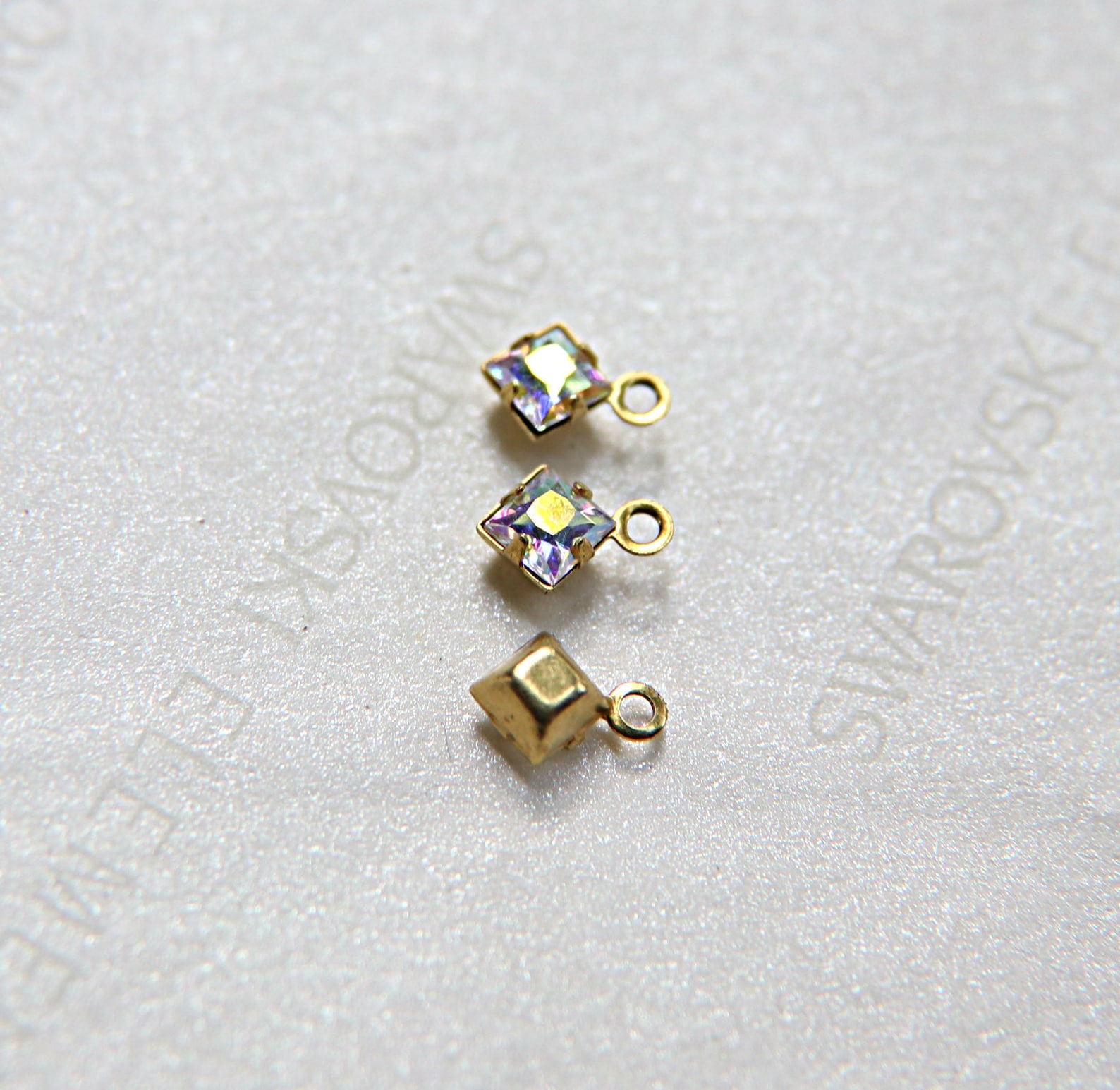 Swarovski Crystal Square Drop Charm, Brass Jewelry Supplies (4mm) - Etsy