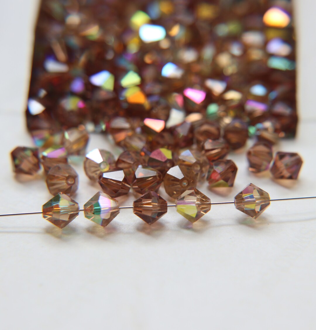 7mm Vintage Swarovski Light & Smoked Topaz Mix AB Bicone Beads Cuts 12/36/72/144/288 Pieces (226 ...