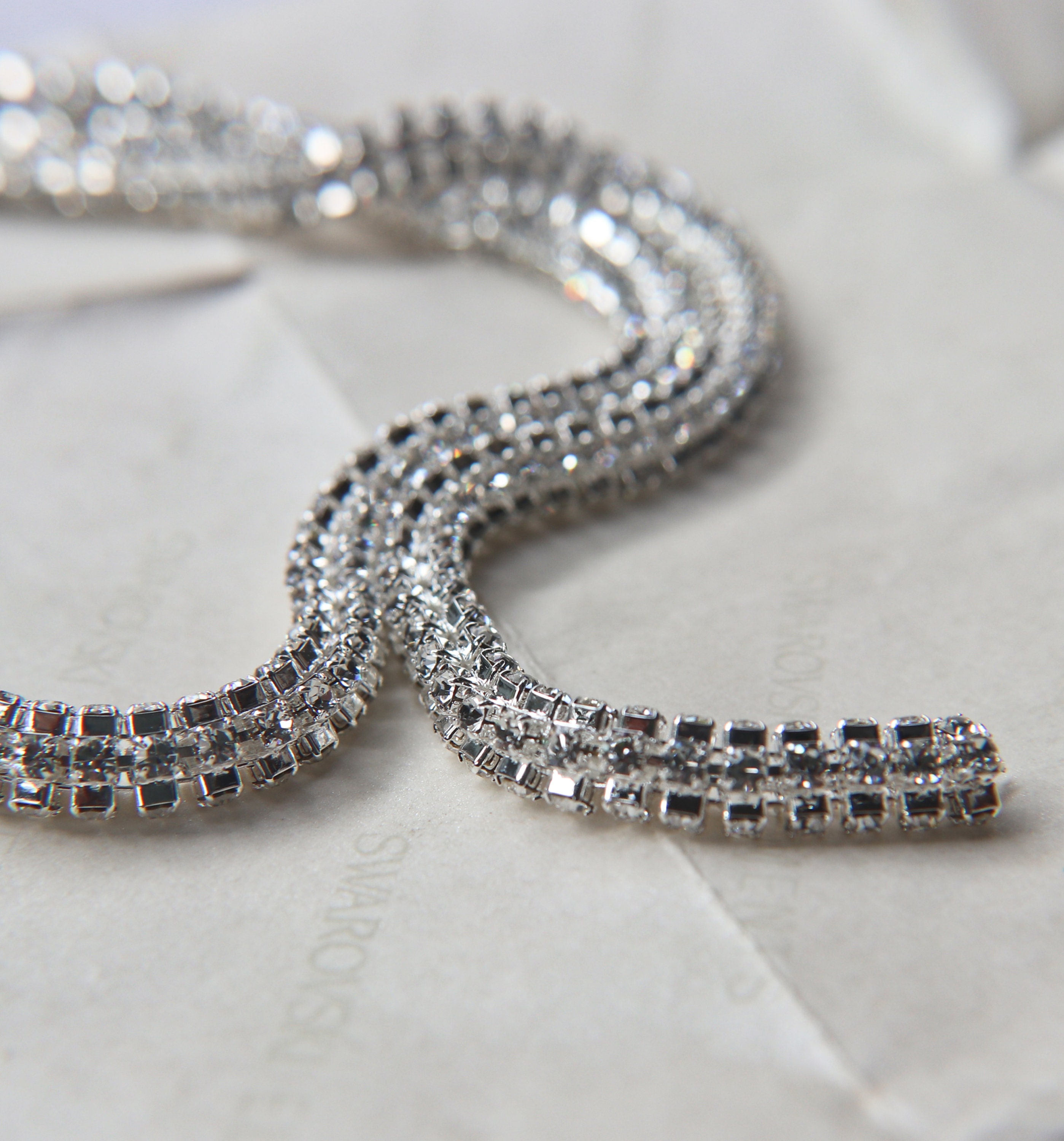 Swarovski Serpentine chain Round Rhinestone lace in Silver | Etsy