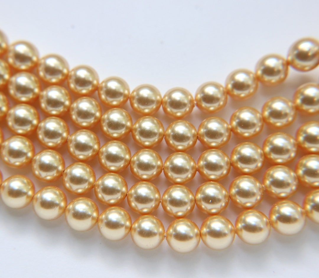 Swarovski Crystal Gold Pearl Round Beads, 8mm - Etsy