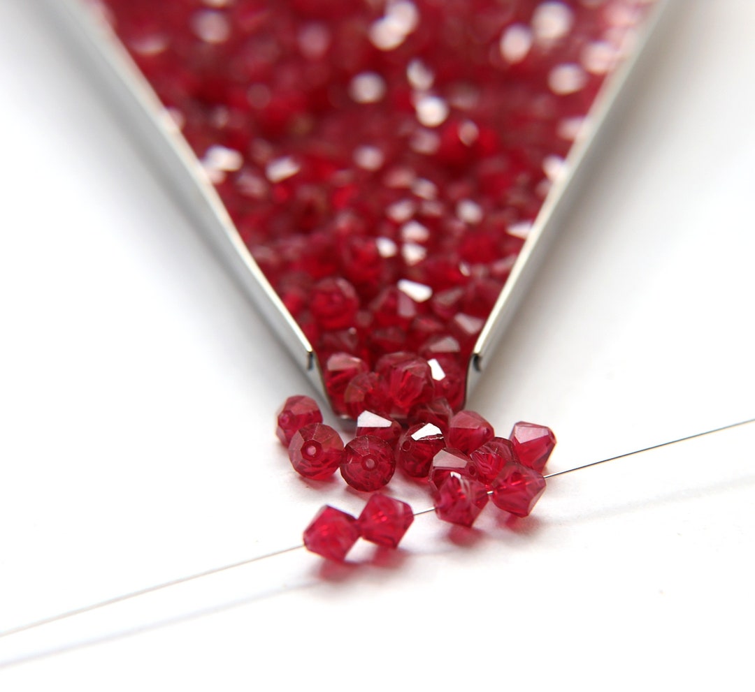 6mm Ruby Givré Swarovski Bicone Beads, Vintage Austrian Crystals - Etsy