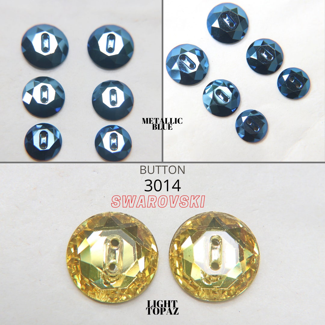 Vintage Swarovski Button 16mm, Metallic Blue & Light Topaz - Etsy