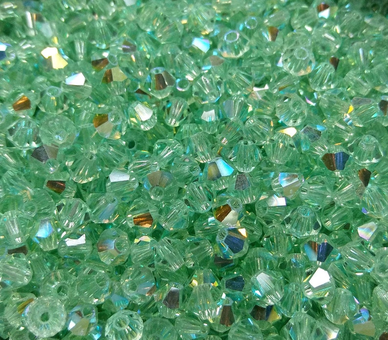 4mm Swarovski Chrysolite AB Bicones Rainbow Beads | Etsy