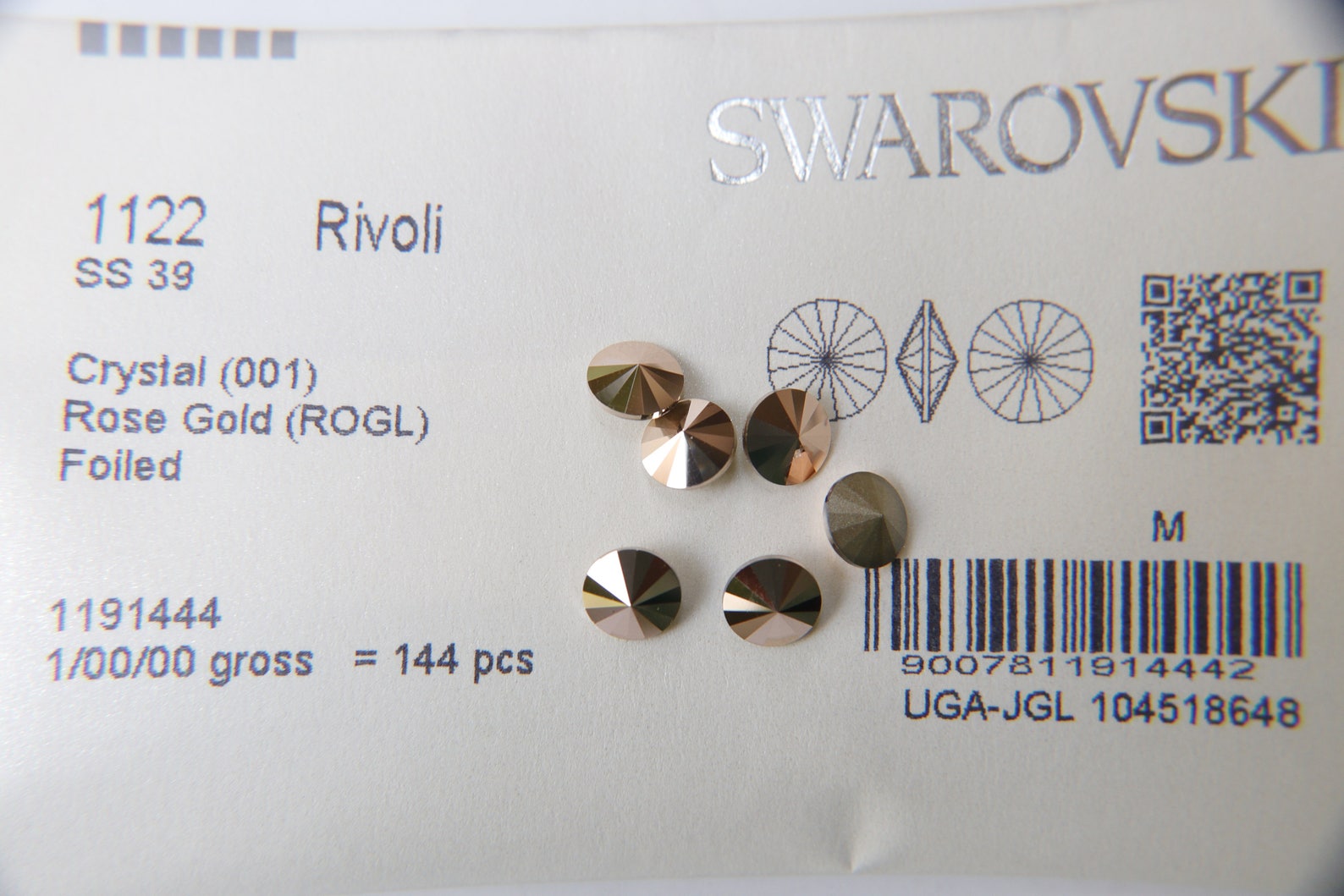 8 Mm Swarovski 1122 Rivoli Crystal Foiled in 13 Colours 6/12/72/144 ...