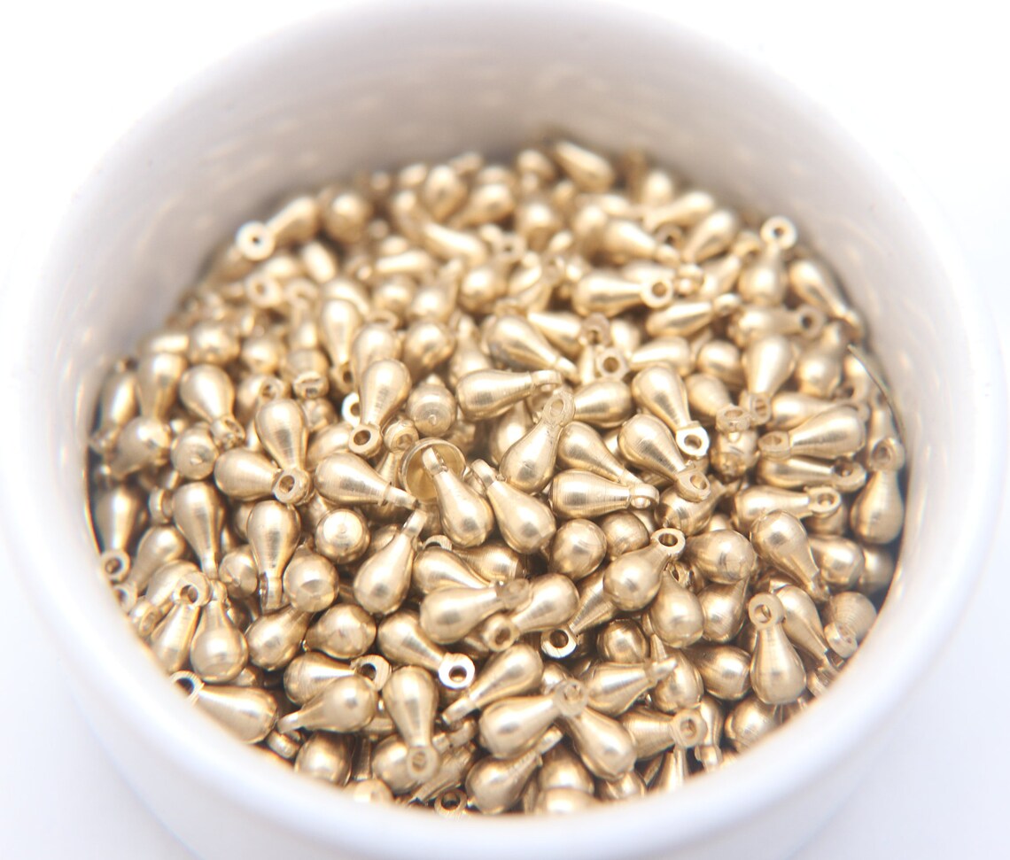 Long Solid Metal Drops Teardrop Charms in Brass 10x4.5mm - Etsy