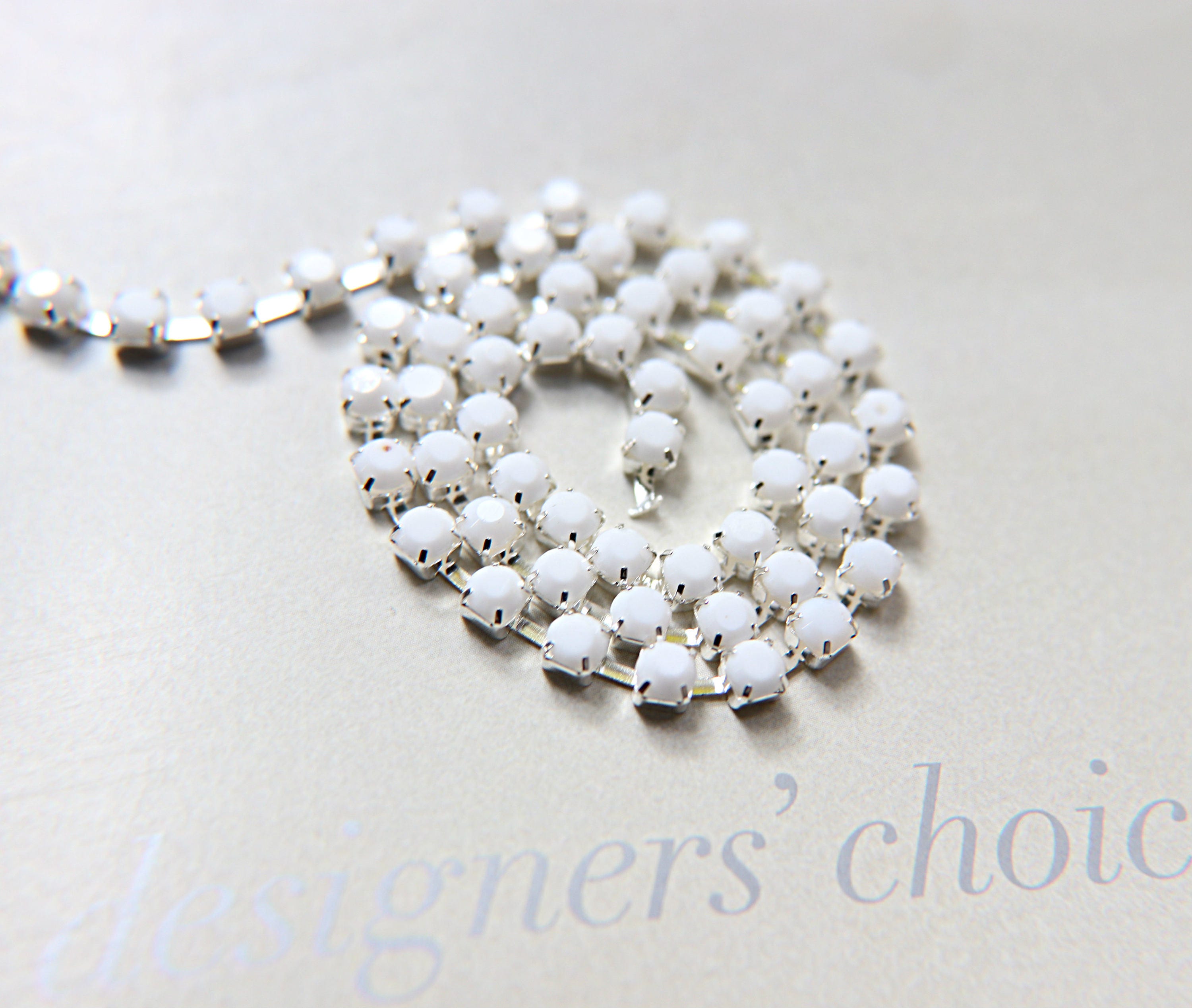 12 SS Rhinestone Chain Vintage Glass Chatons Opaque Chalk - Etsy