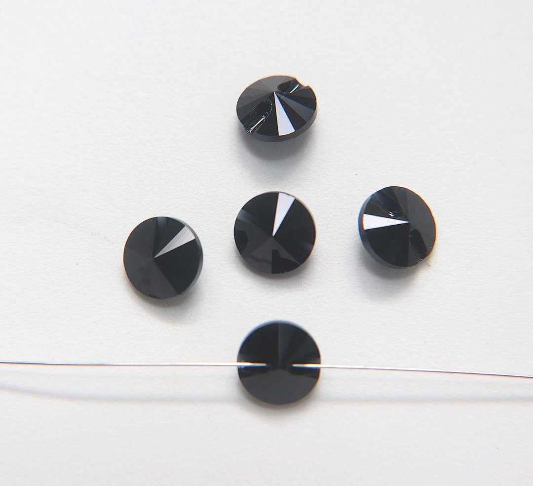 10mm Jet Vintage Swarovski 3015 Sew on Rivoli Button Genuine Swarovski Crystal 2/6/12 Pieces - Etsy