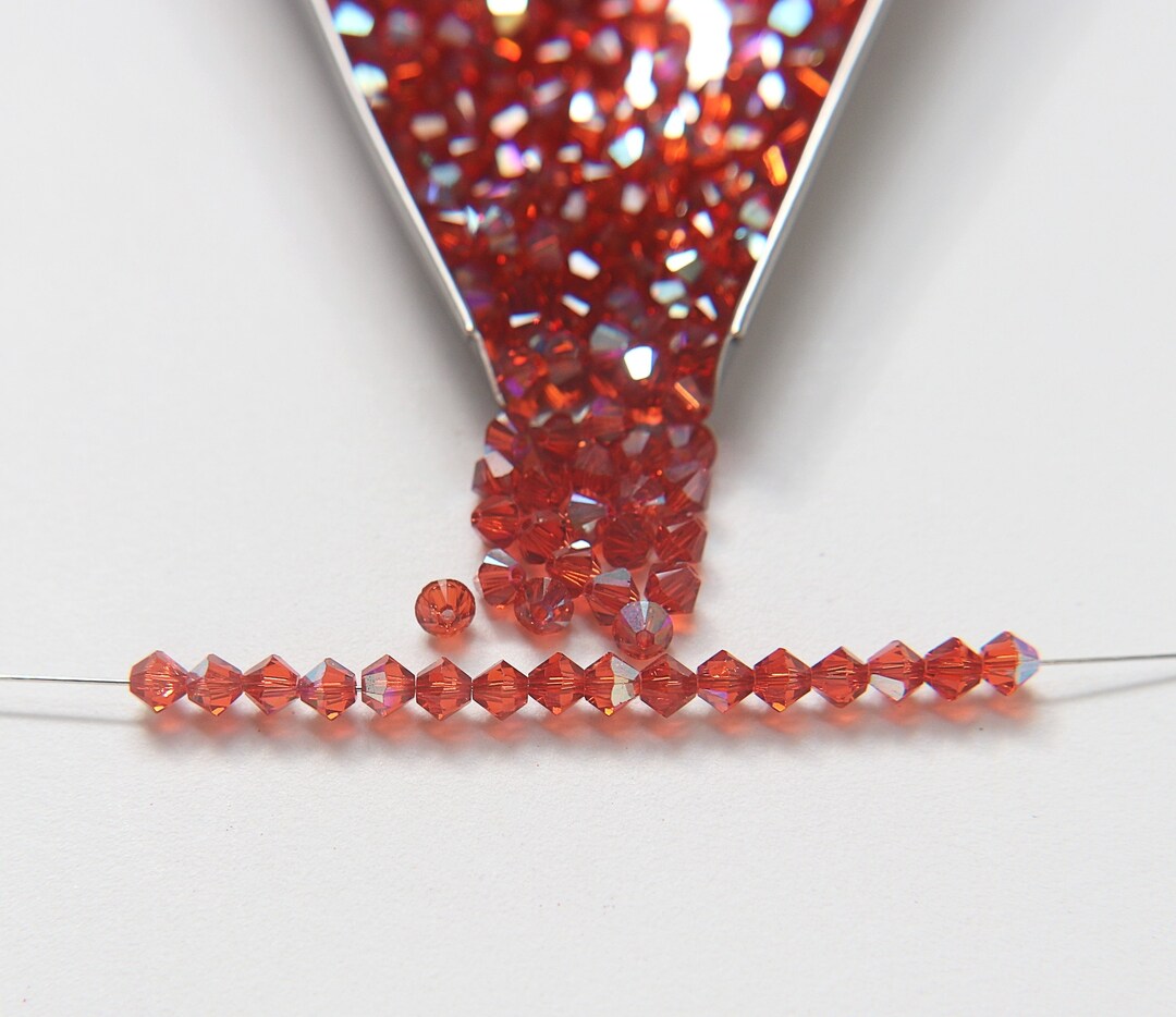 4mm Swarovski Indian Red AB Bicones Beads Rainbow 36/72/144/432/720 ...